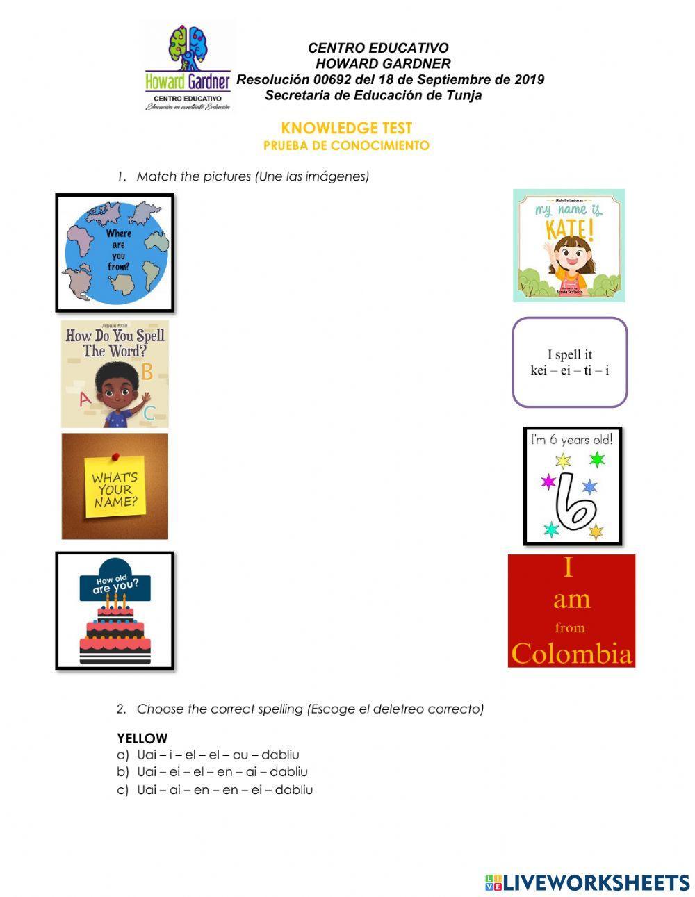 Knowledge Test 2nd Grade worksheet | Live Worksheets