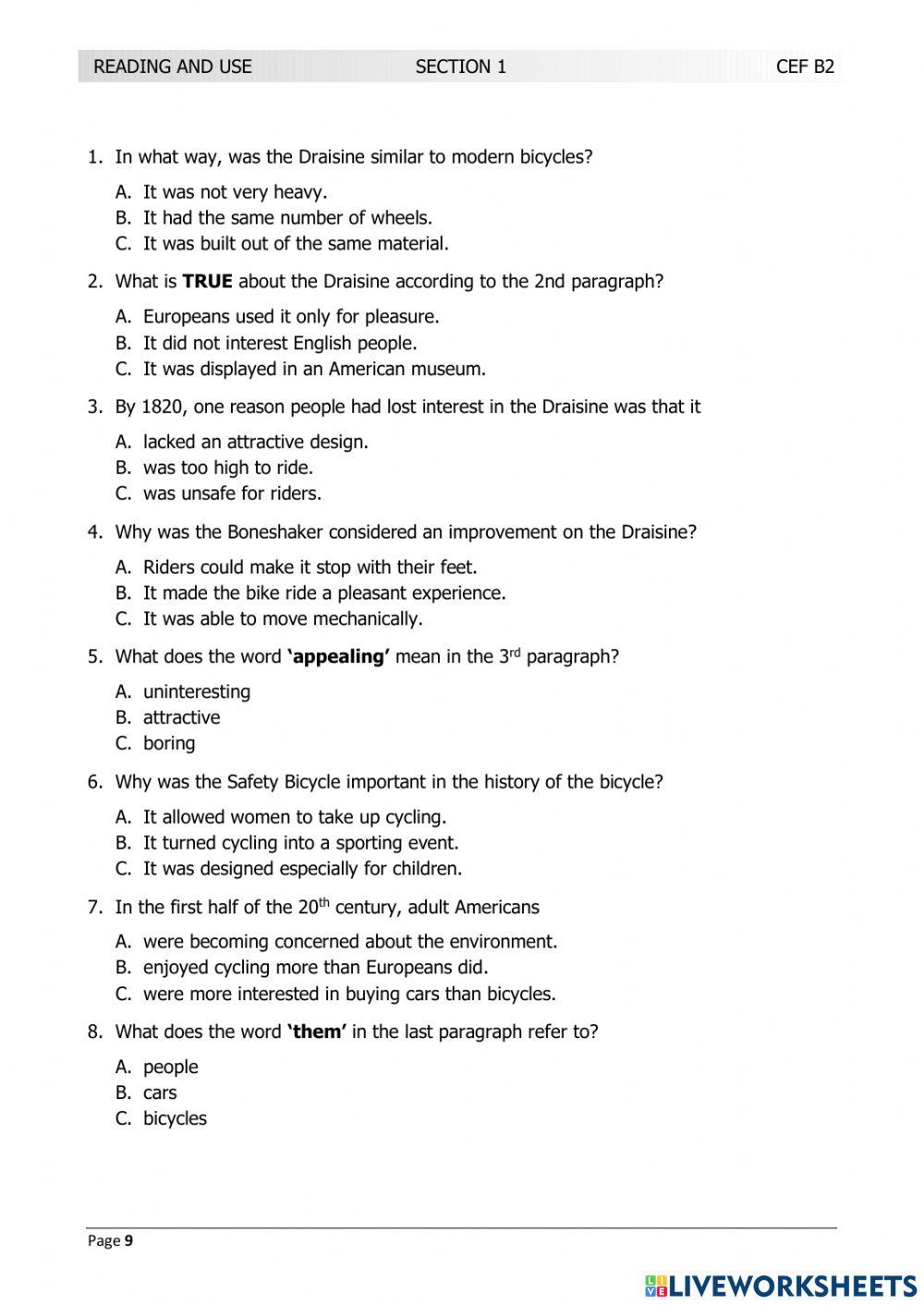 LRN B2 JUNE 2018 TEST worksheet | Live Worksheets