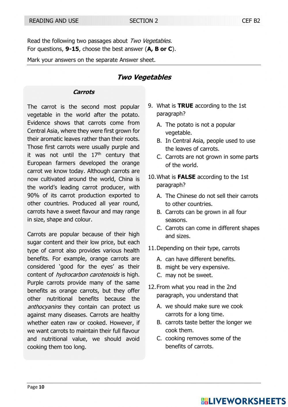 LRN B2 JUNE 2018 TEST worksheet | Live Worksheets