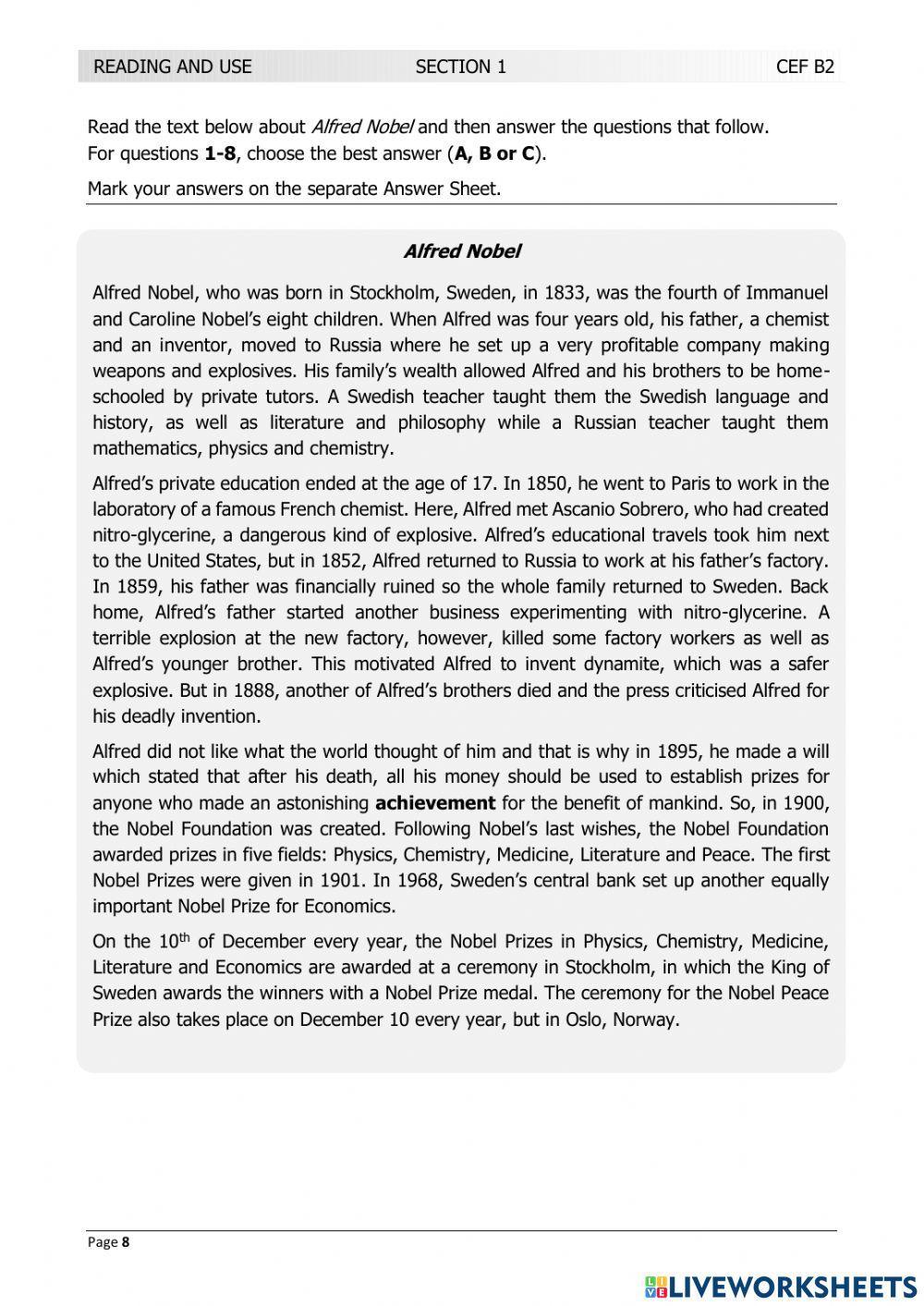 LRN B2 JUNE 2019 TEST worksheet | Live Worksheets