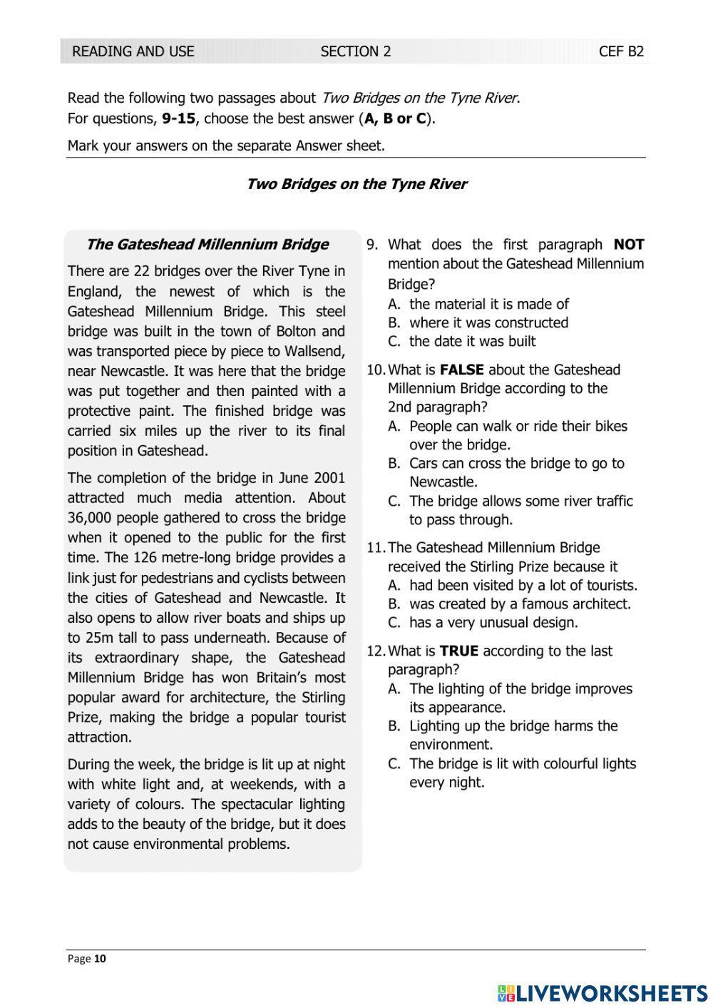 LRN B2 JUNE 2019 TEST worksheet | Live Worksheets