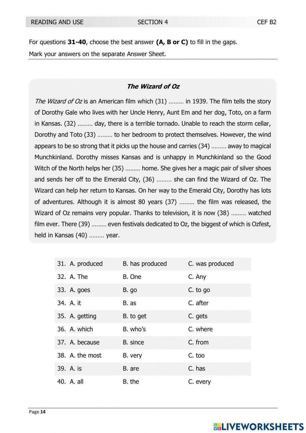 LRN B2 JUNE 2019 TEST worksheet | Live Worksheets