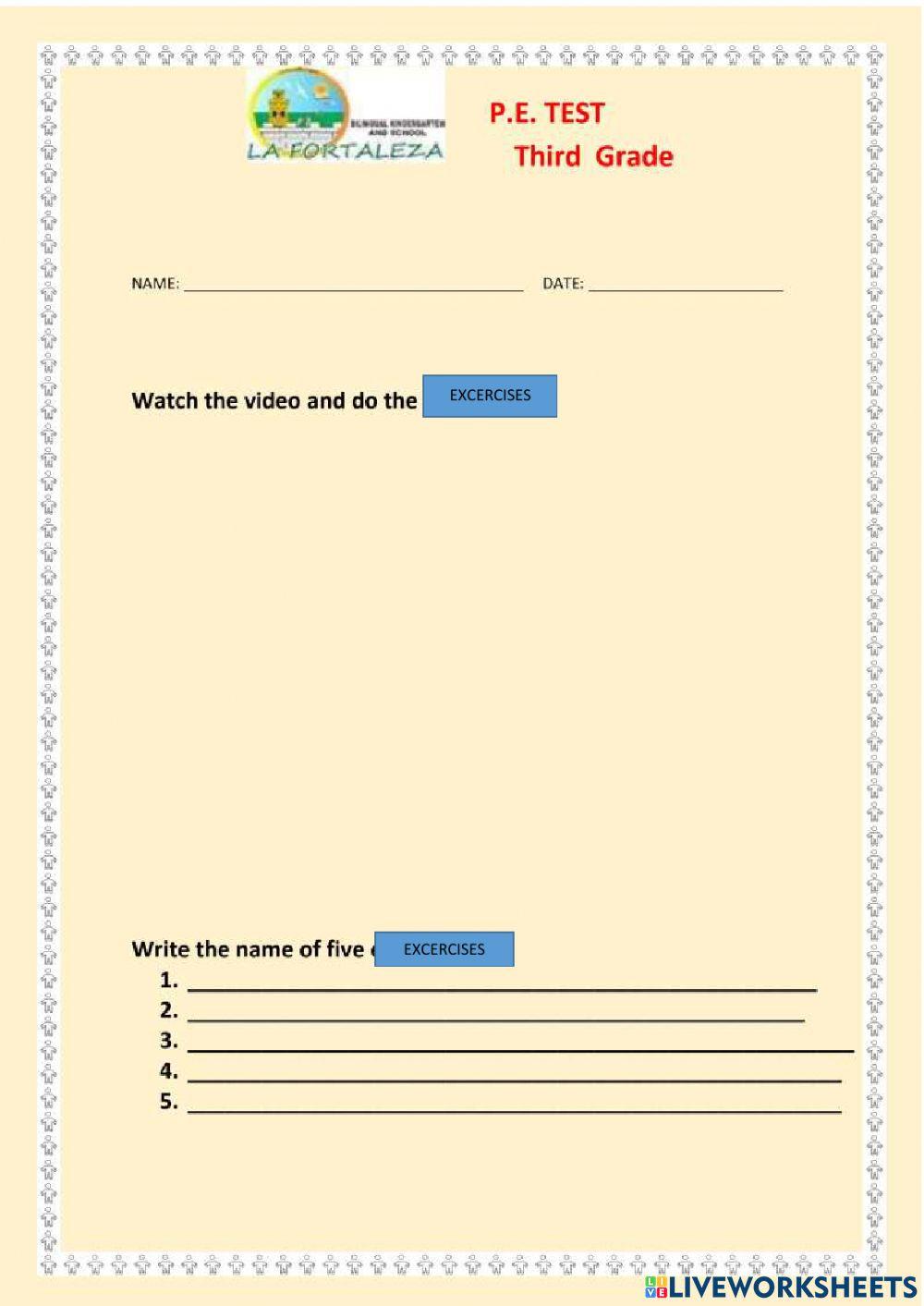P.e. worksheet | Live Worksheets