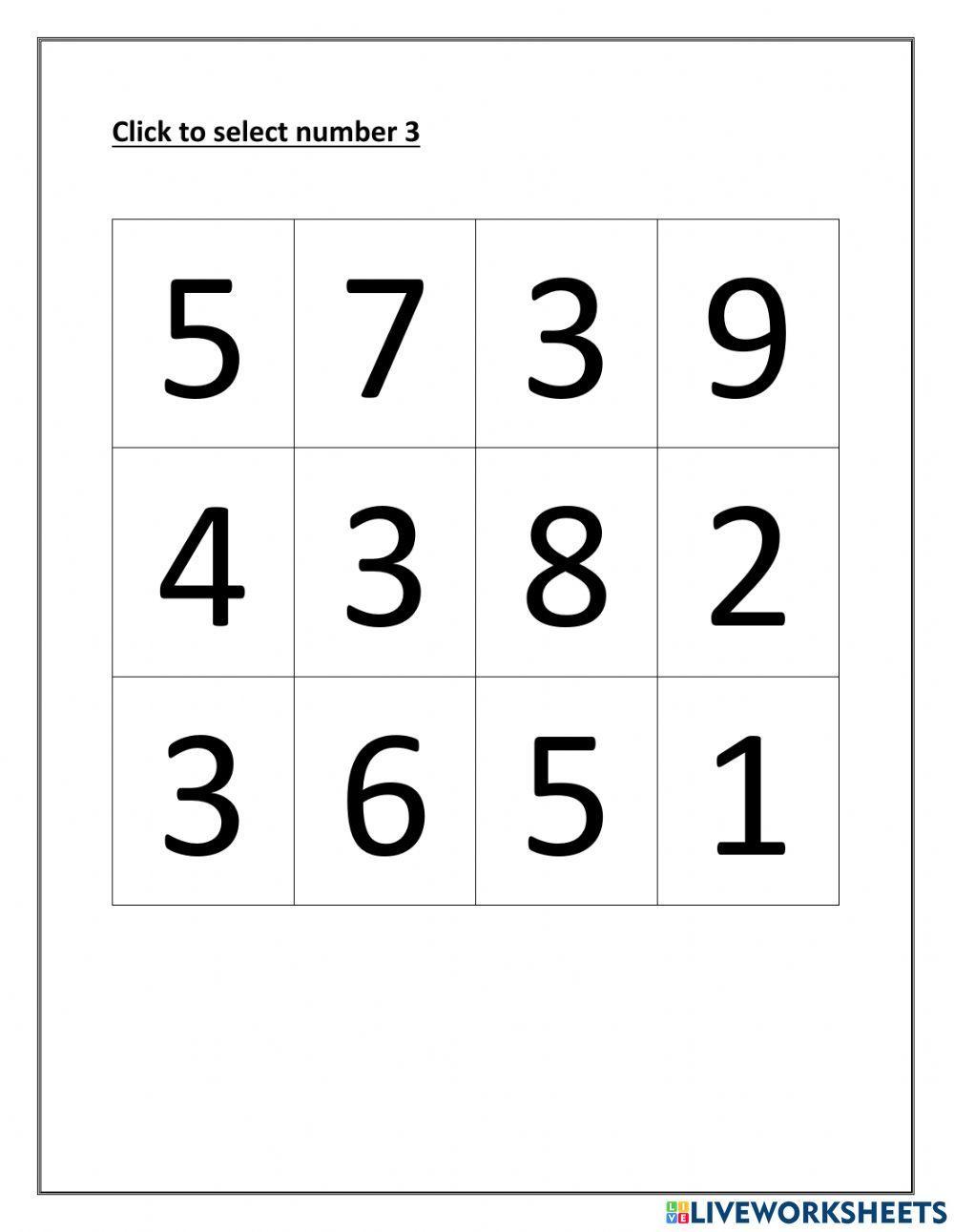 Find number 3 worksheet | Live Worksheets