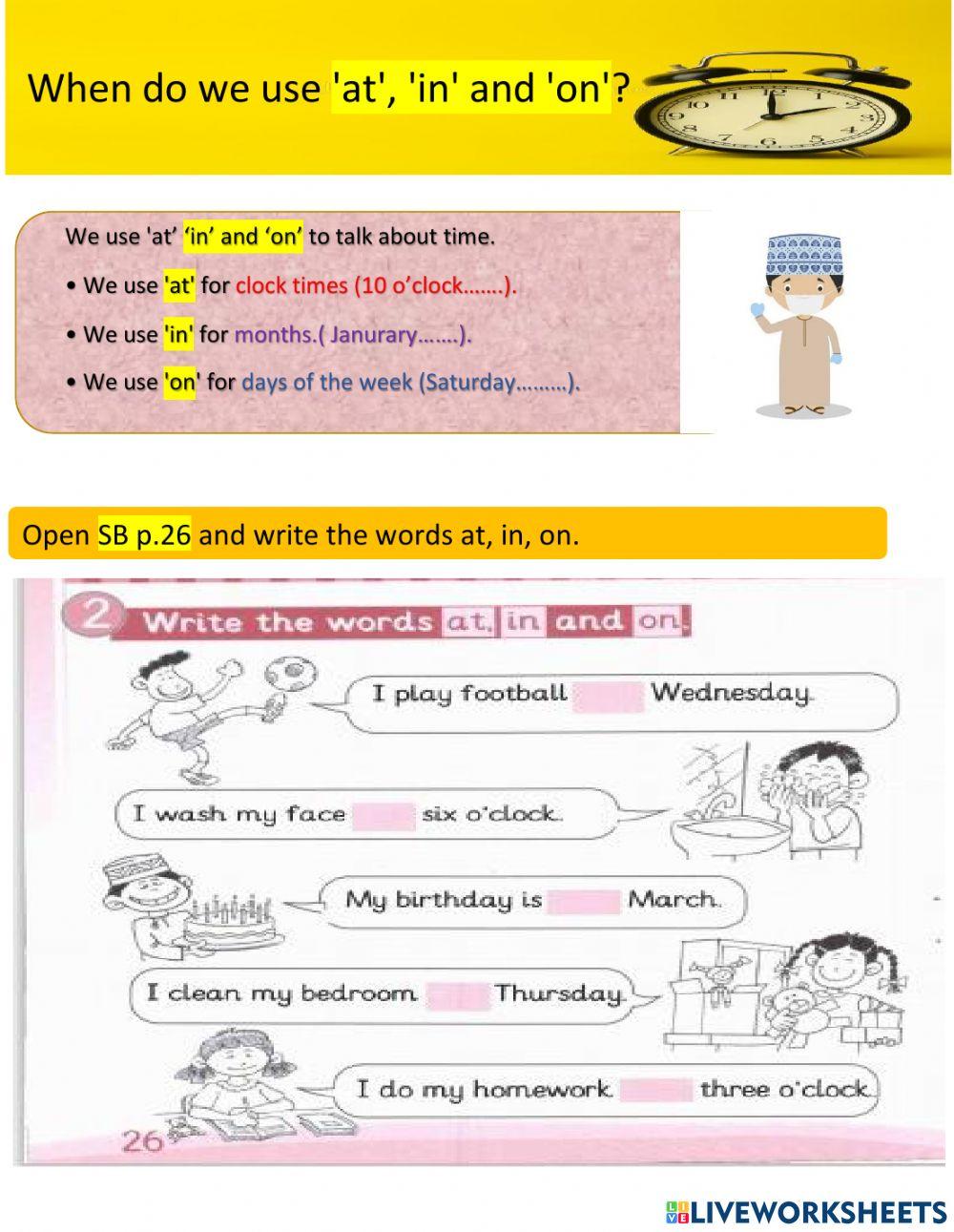 Fatma AL Maqbali Unit 3: Time L 9-10 worksheet | Live Worksheets
