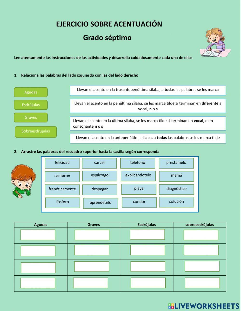 Acento online activity | Live Worksheets