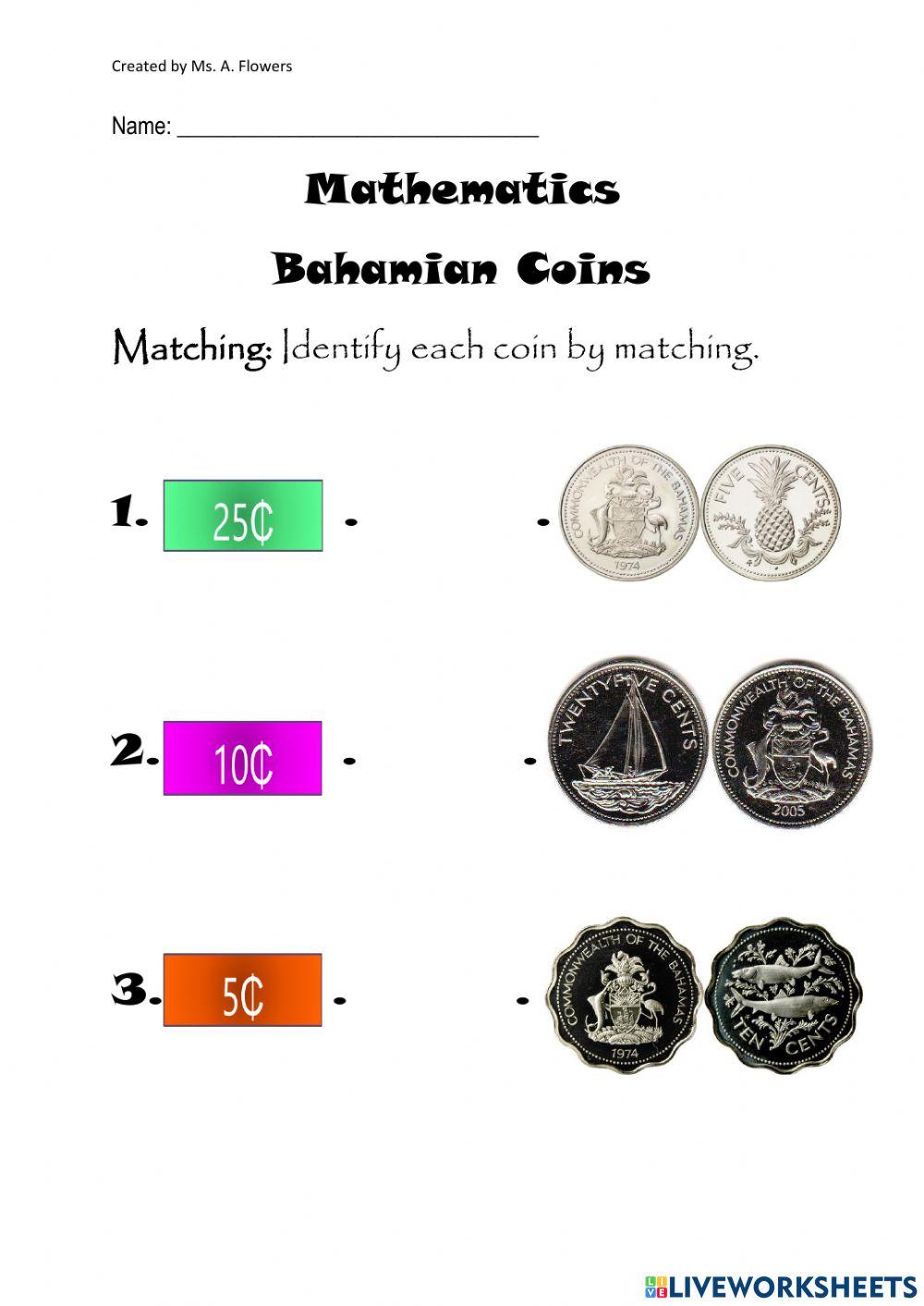 Bahamian Coins | Free Interactive Worksheets | 904710
