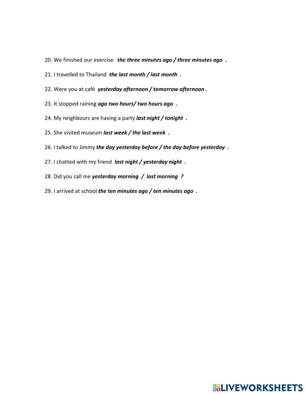 904681 | Past time expressions | Romnea | LiveWorksheets