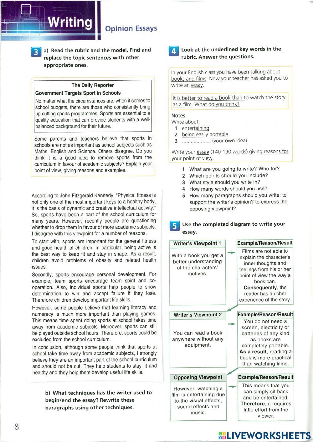 Opinion Essay 6532619 | ritalukosiute | Live Worksheets