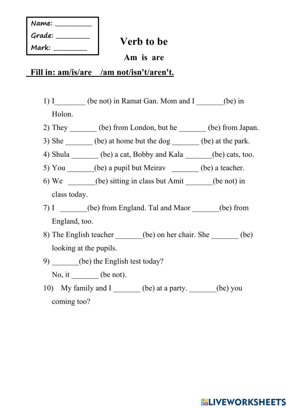 To be online exercise for 5 | Live Worksheets
