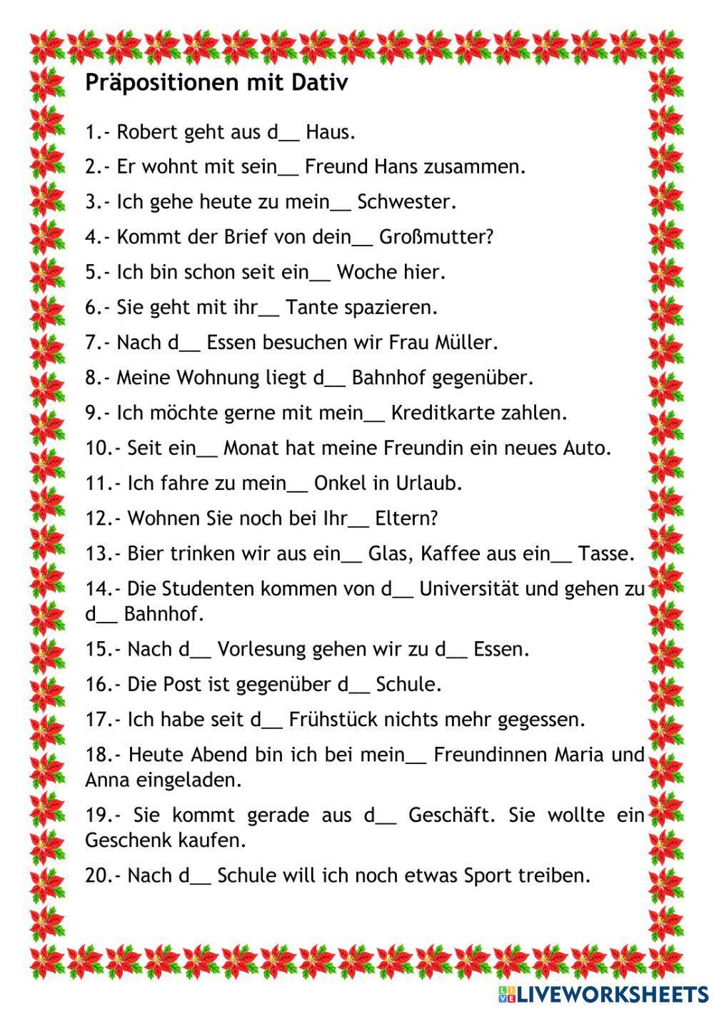 Präpositionen m… | Free Interactive Worksheets | 905371