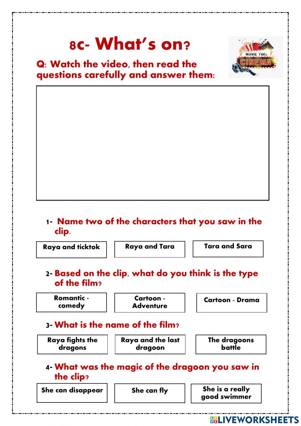 8c - What's on - edunet activity worksheet | Live Worksheets