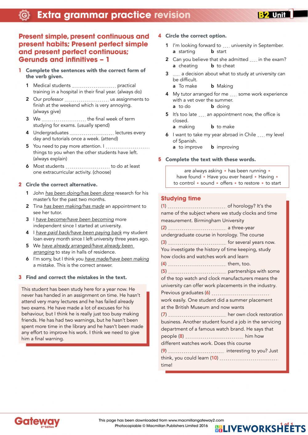 Present tenses online exercise for upper | Live Worksheets