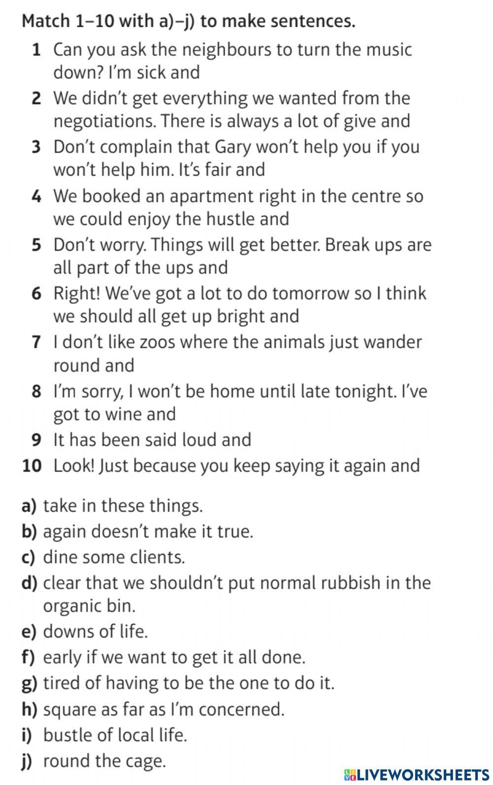 Two-part phrases | Free Interactive Worksheets | 905998