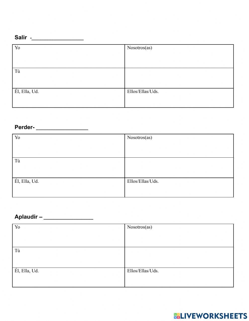 Regular And Irregular Preterite Verb Charts Worksheet Live Worksheets