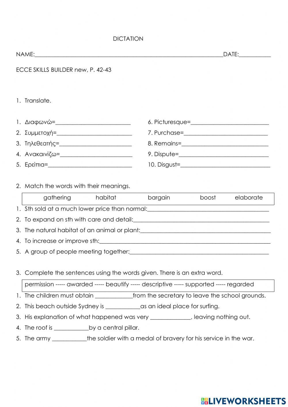Skills, p. 42-43 worksheet | Live Worksheets