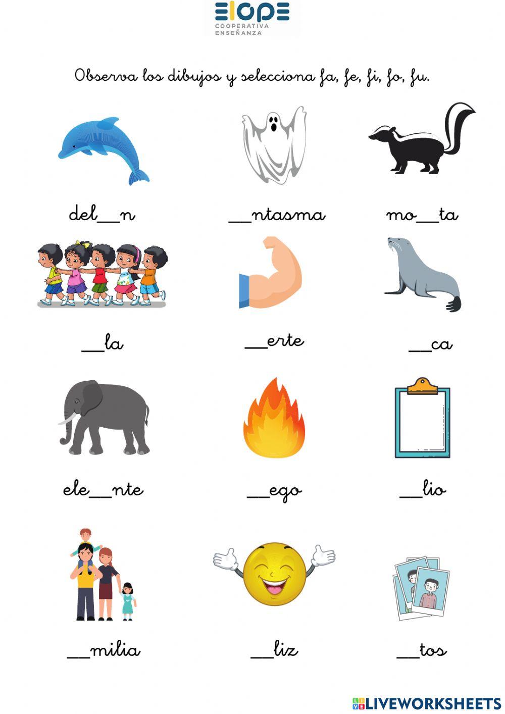 Letra f activity for 1º | Live Worksheets