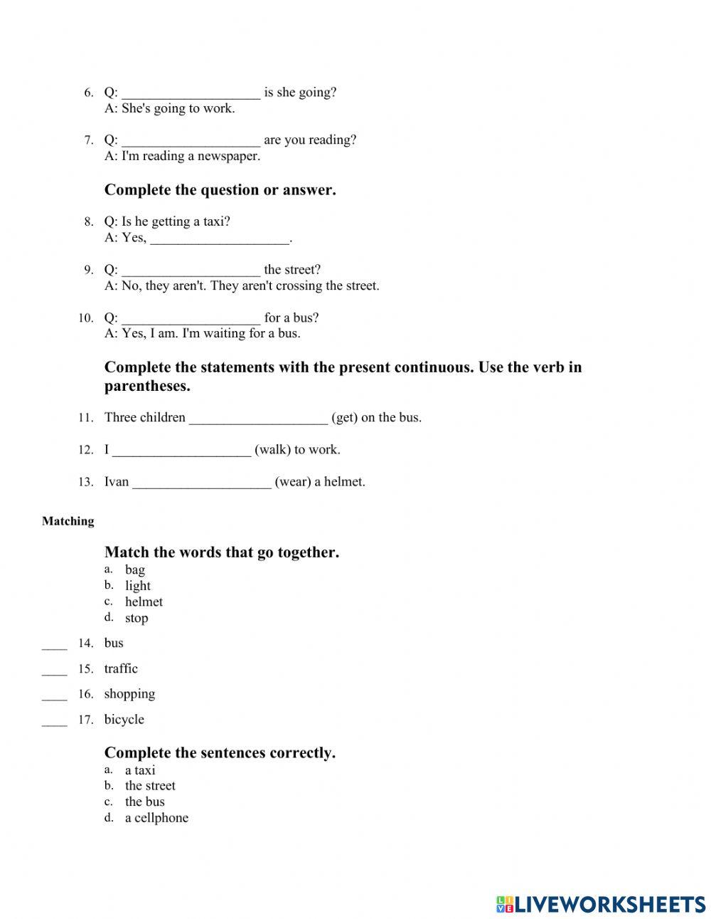 Transportation Unit Test online exercise for | Live Worksheets