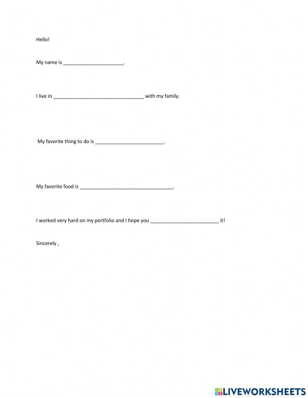 About Me Letter worksheet | Live Worksheets