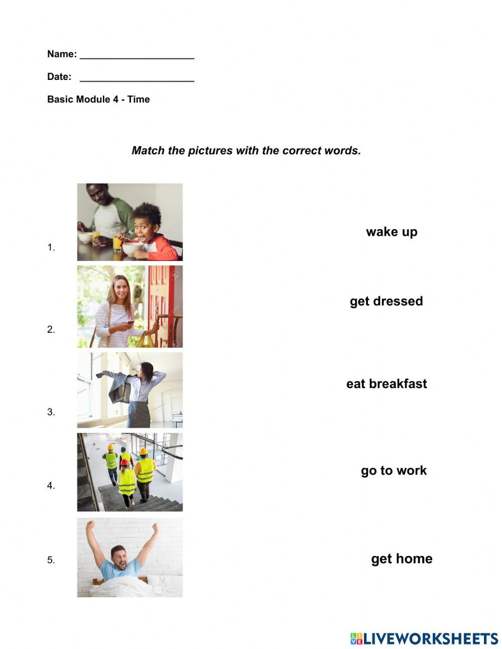 Basic Module 4 - Time interactive worksheet | Live Worksheets