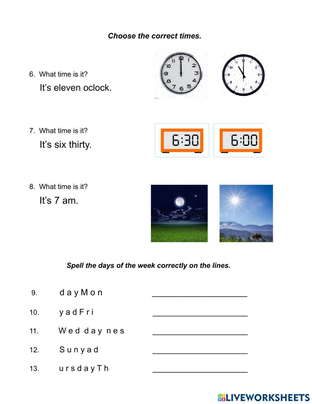 Basic Module 4 - Time interactive worksheet | Live Worksheets