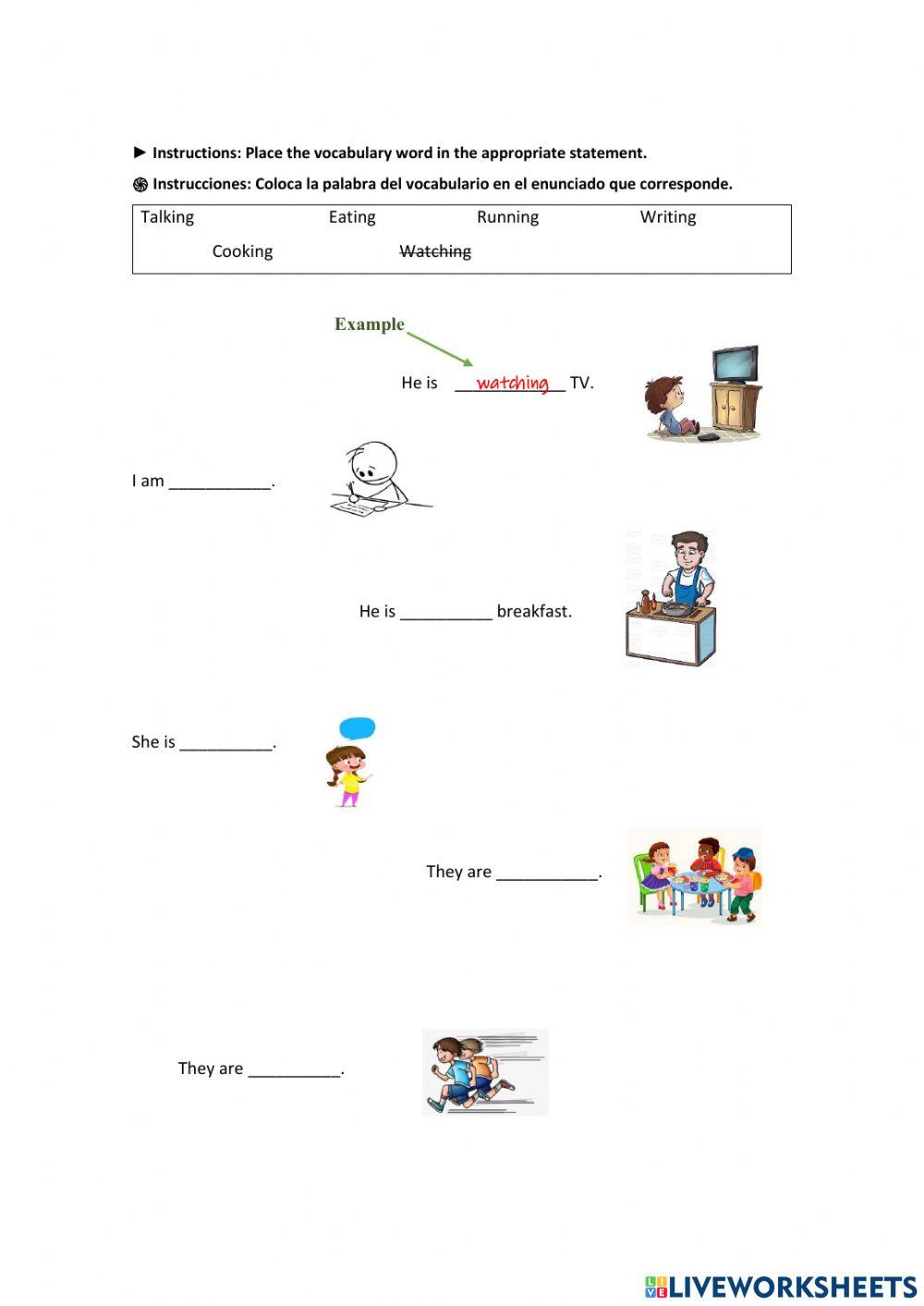Presente progresivo online activity | Live Worksheets