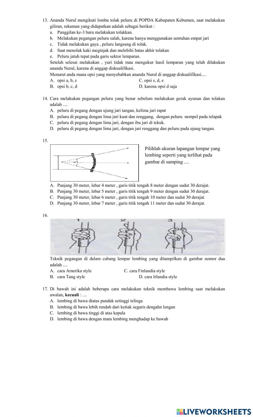 Lkpd us pjok worksheet | Live Worksheets