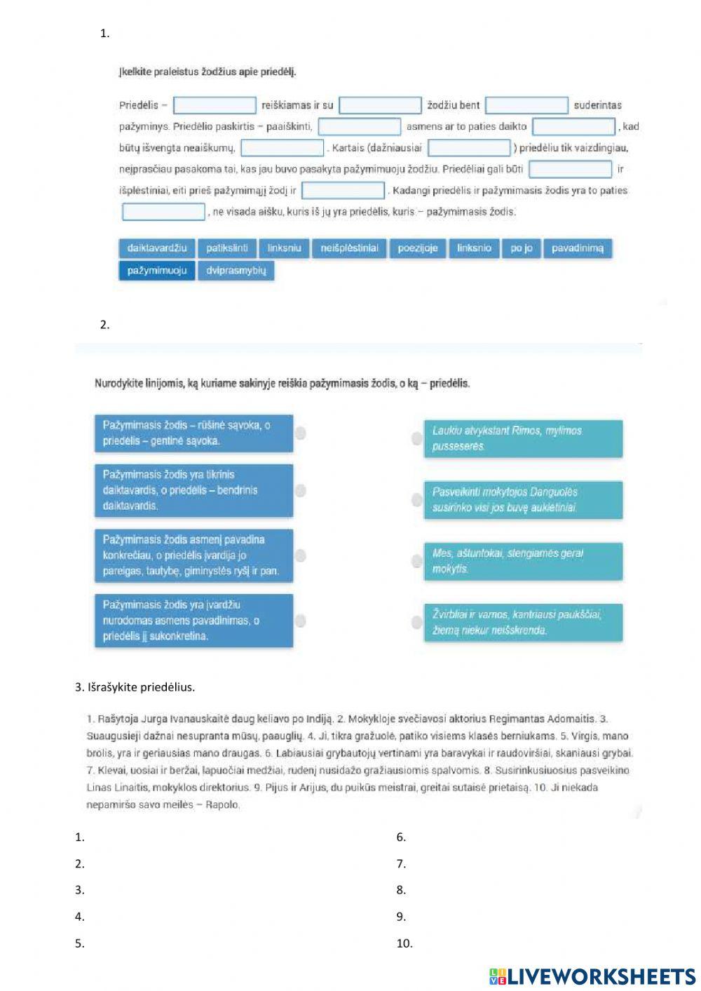 Priedelis 8 kla… | Free Interactive Worksheets | 4955037