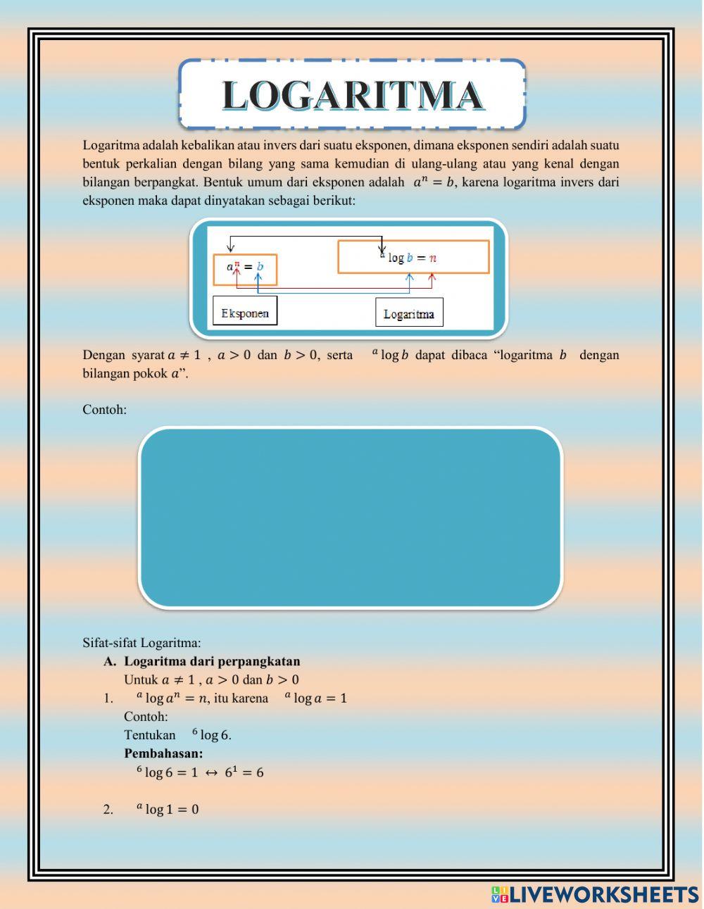 Logaritma | Live Worksheets