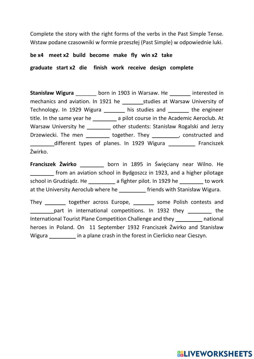 Famous Polish pilots worksheet | Live Worksheets