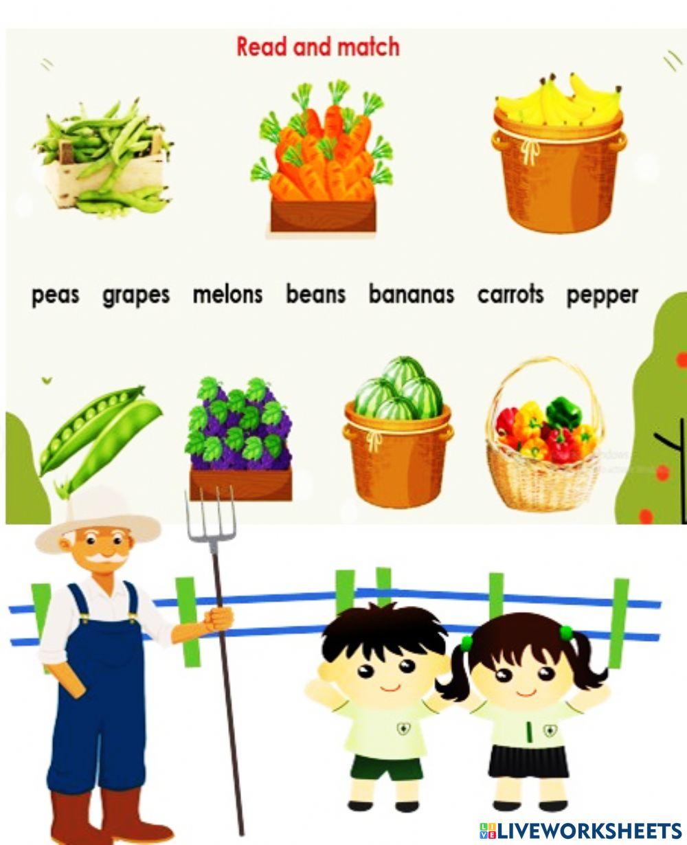 Fruit and vegetables interactive activity for Grade 1 | Live Worksheets