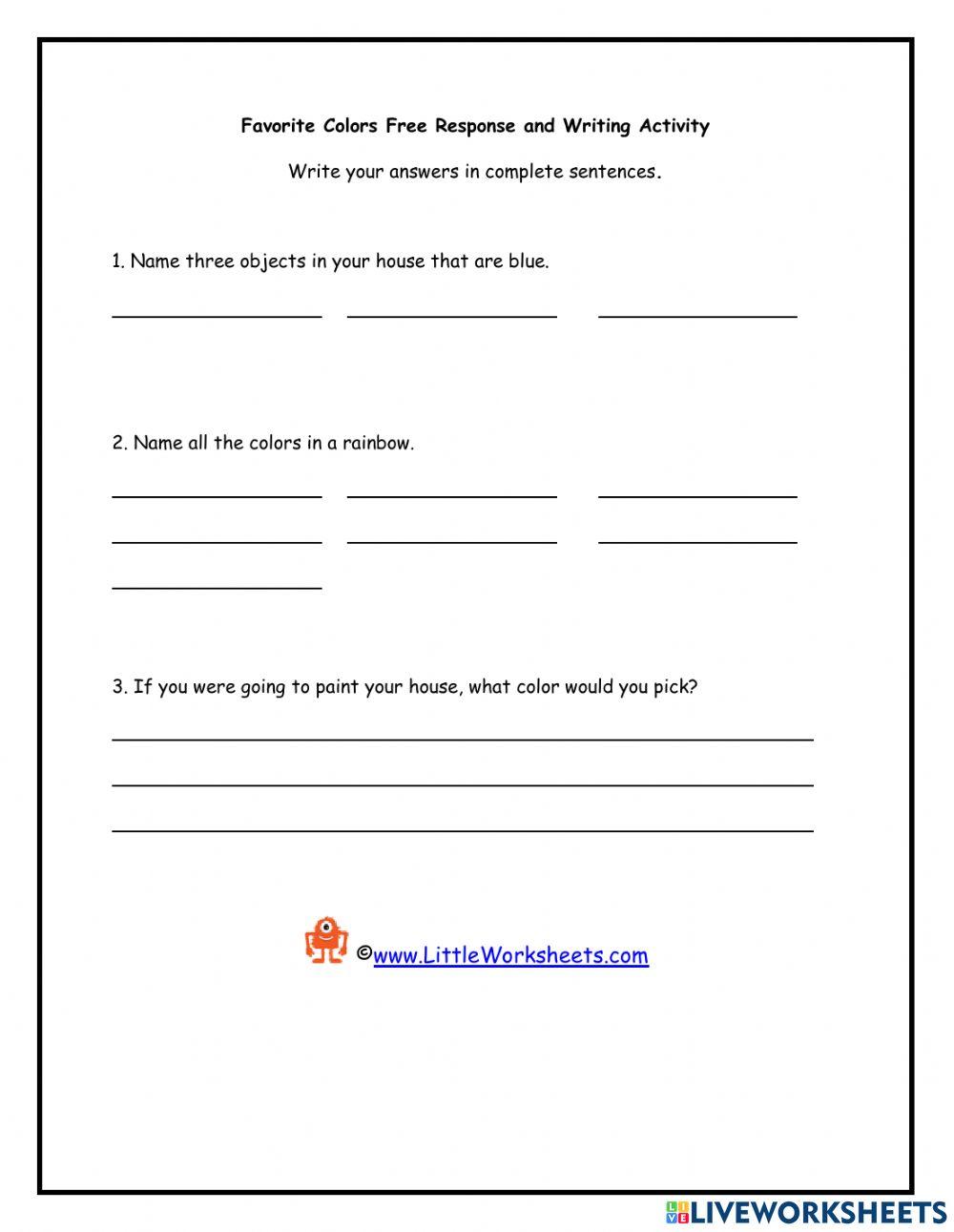 Favorite Colors | Free Interactive Worksheets | 4958142