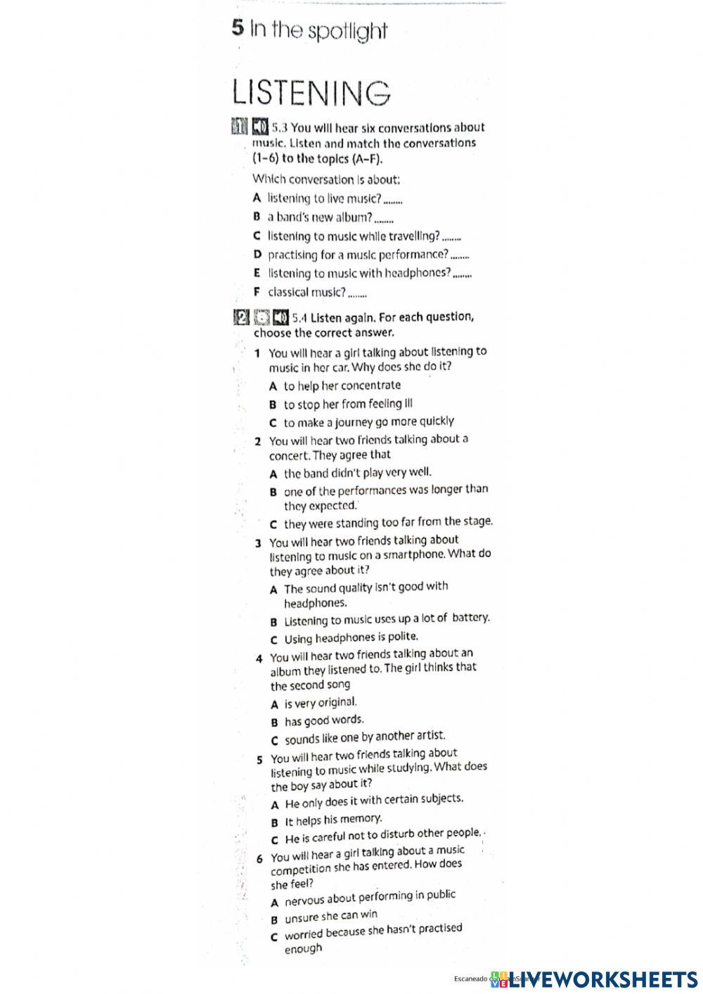 Listening 909974 | Marianella015 | Live Worksheets