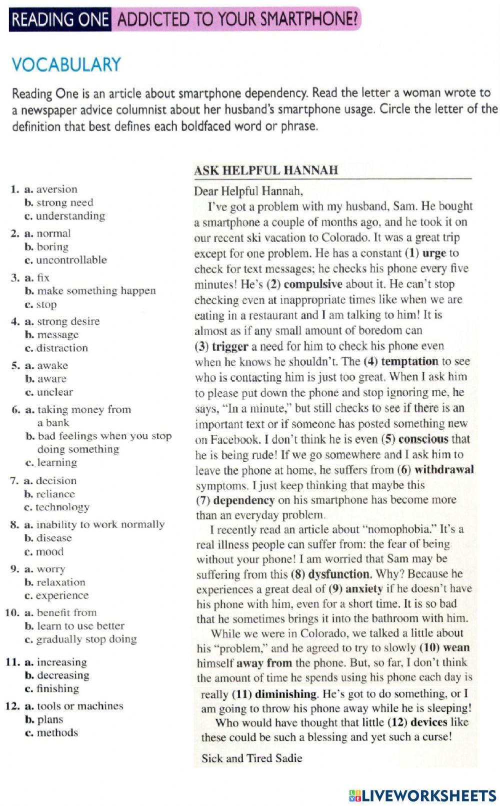 ARW'3 Unit 8 reading 1 p.226-227 worksheet | Live Worksheets