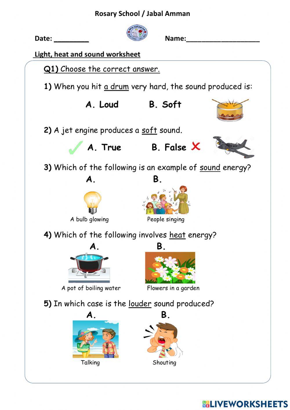 Light, heat and… | Free Interactive Worksheets | 6536213