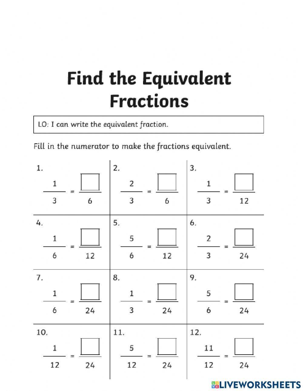 Equivalent Fractions Activity For Grade 4 Live Worksheets Equivalent Fractions Activity For Grade 4 Live Worksheets