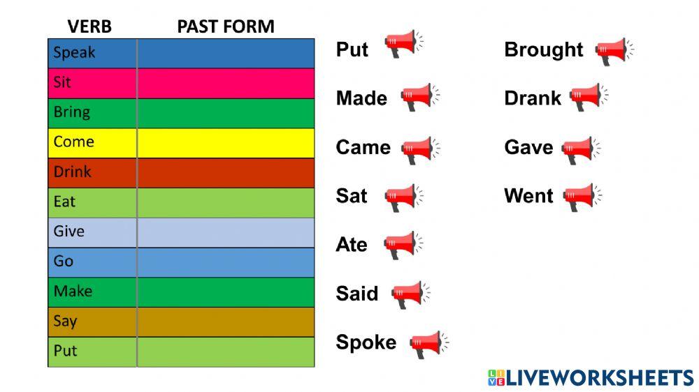 Past Form Exercise Live Worksheets past-form-exercise-live-worksheets