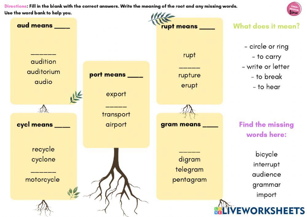 4th grade root words
