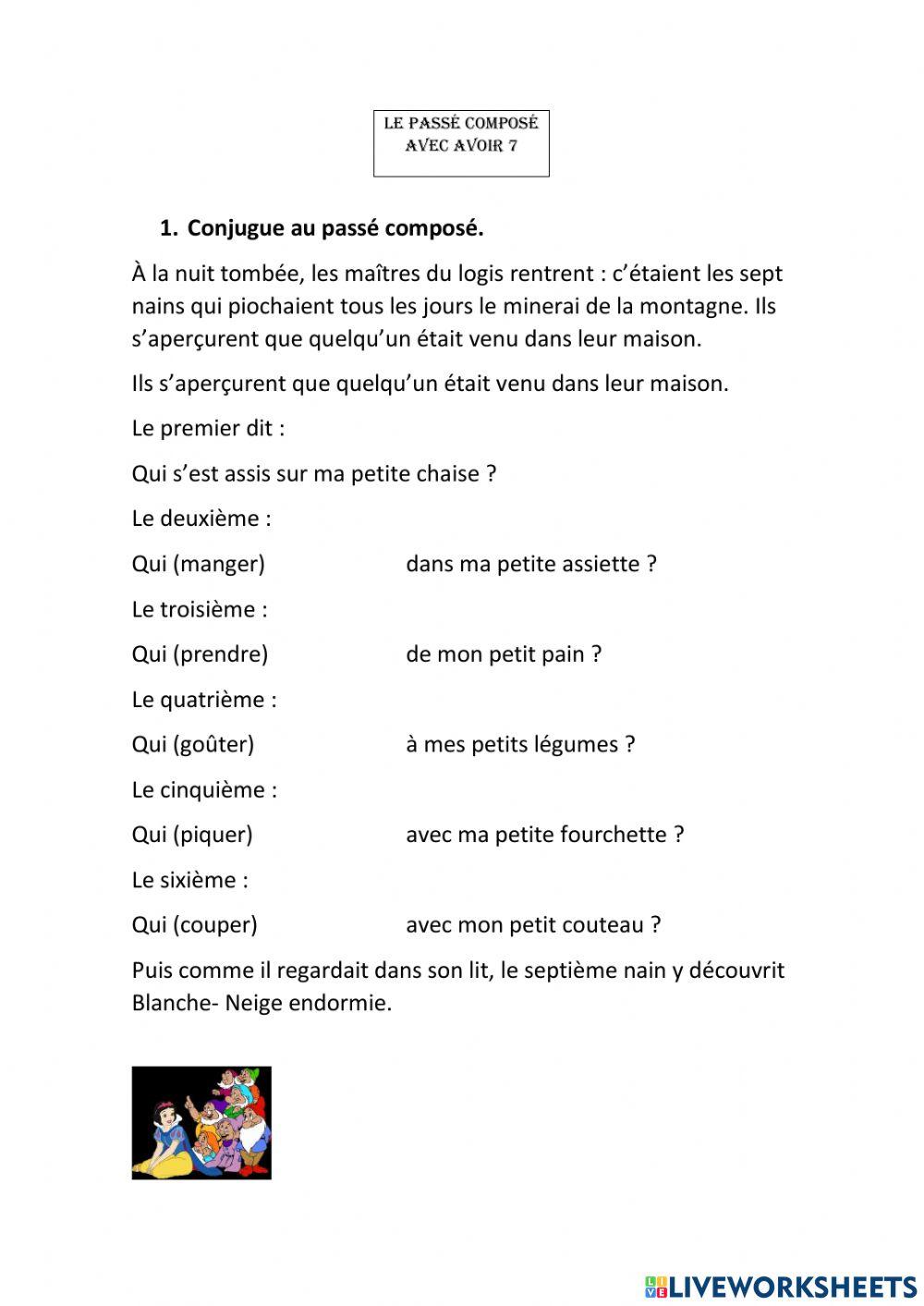 Passé composé 7 worksheet | Live Worksheets