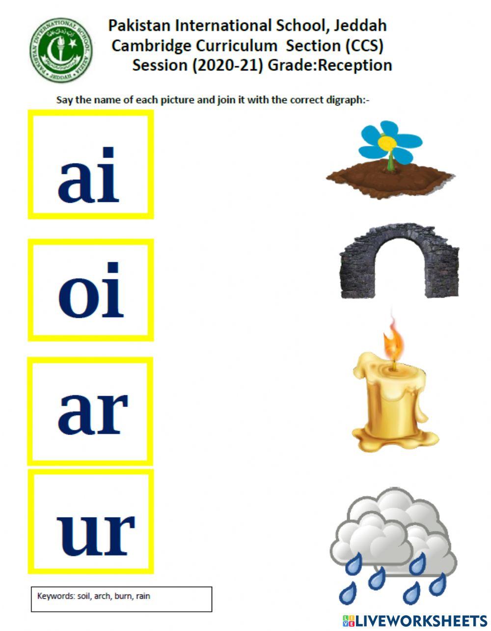 Digraphs English language worksheet | Live Worksheets