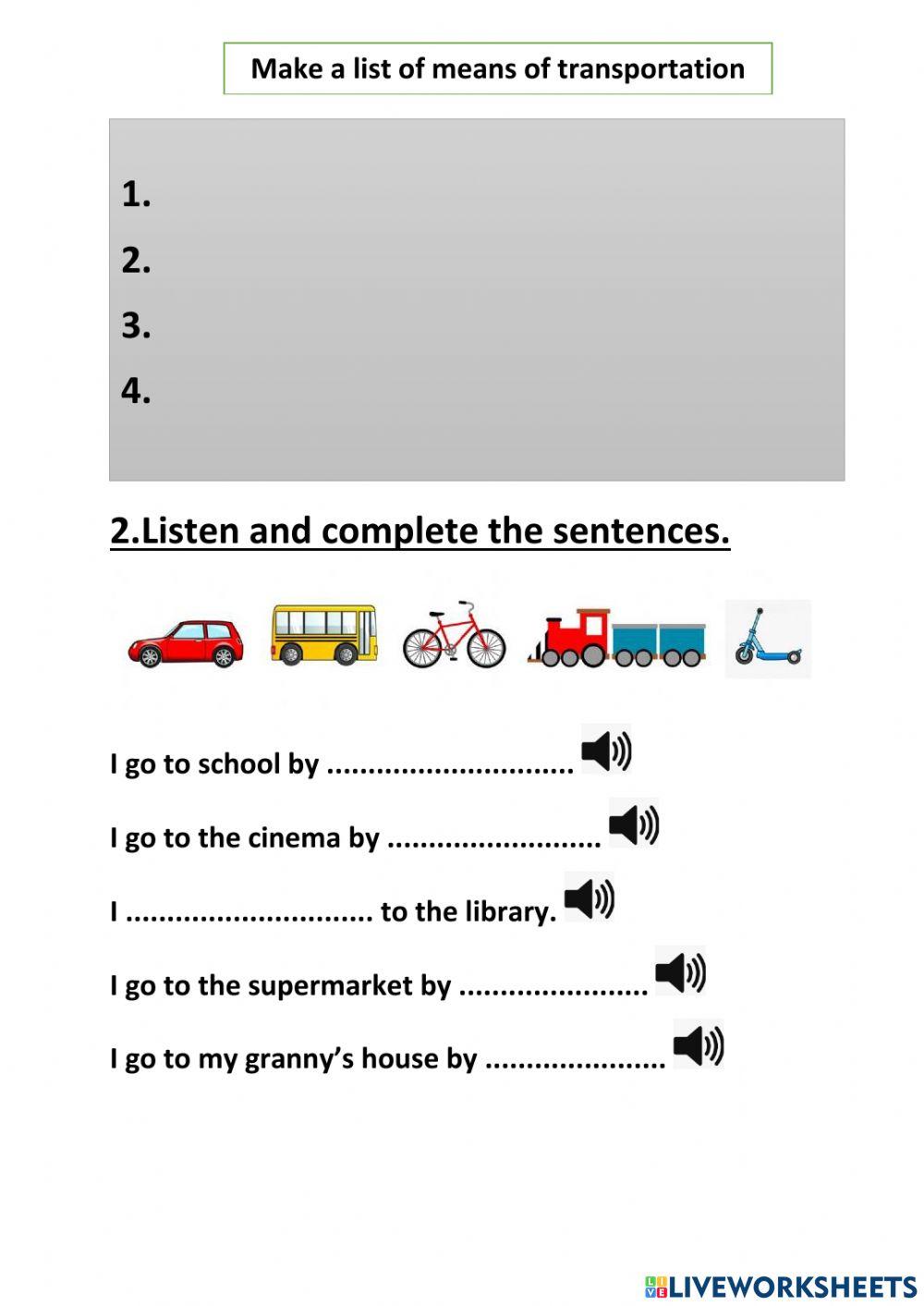 Worksheet-transportation worksheet | Live Worksheets