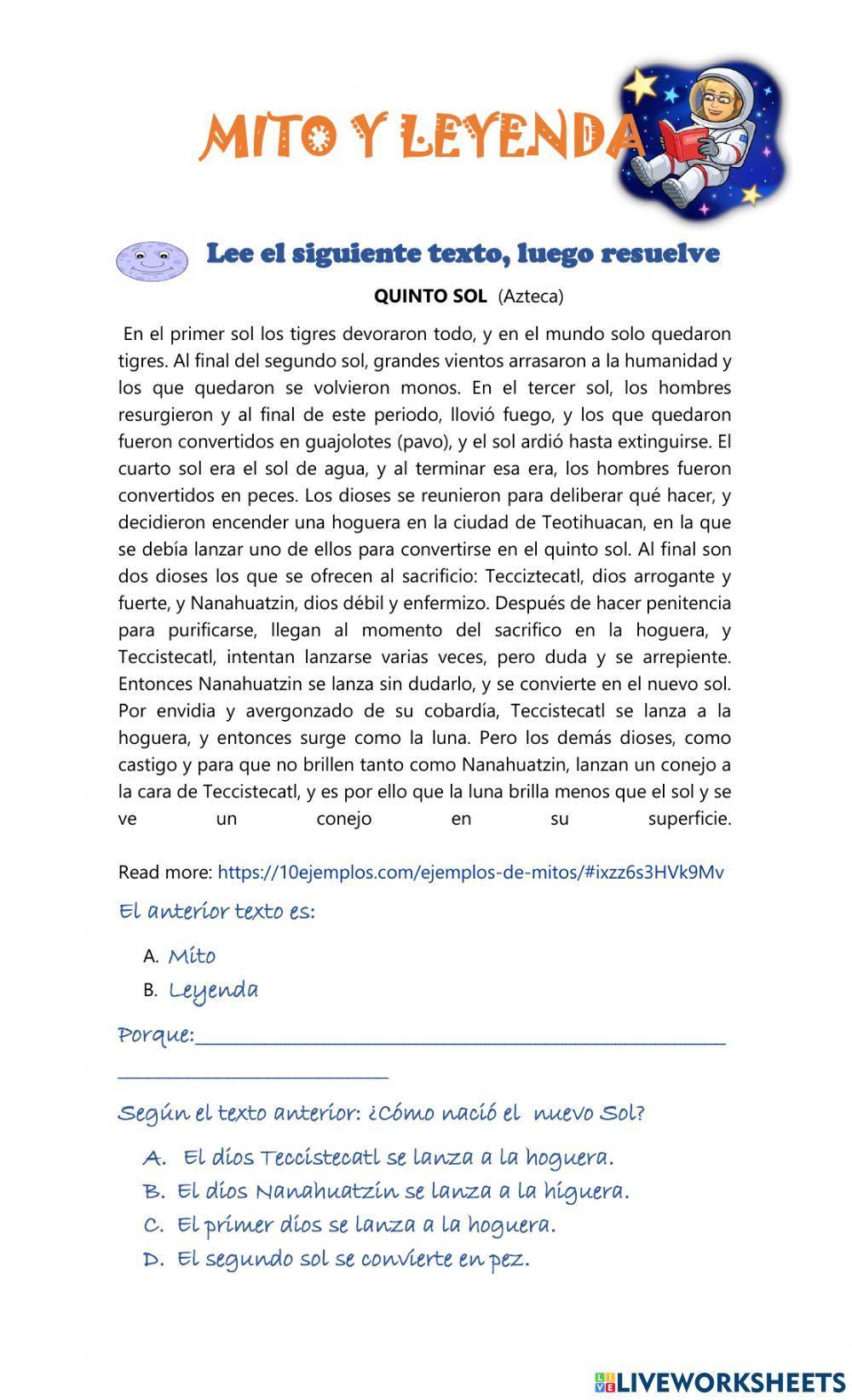 911391 | Mito y Leyenda | Mireyarochag | LiveWorksheets