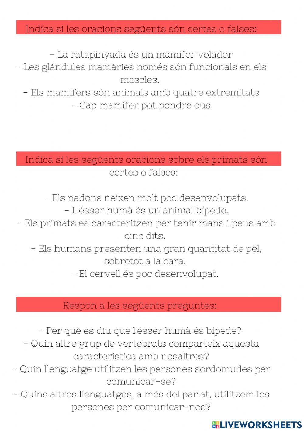 ELS ANIMALS online pdf worksheet | Live Worksheets