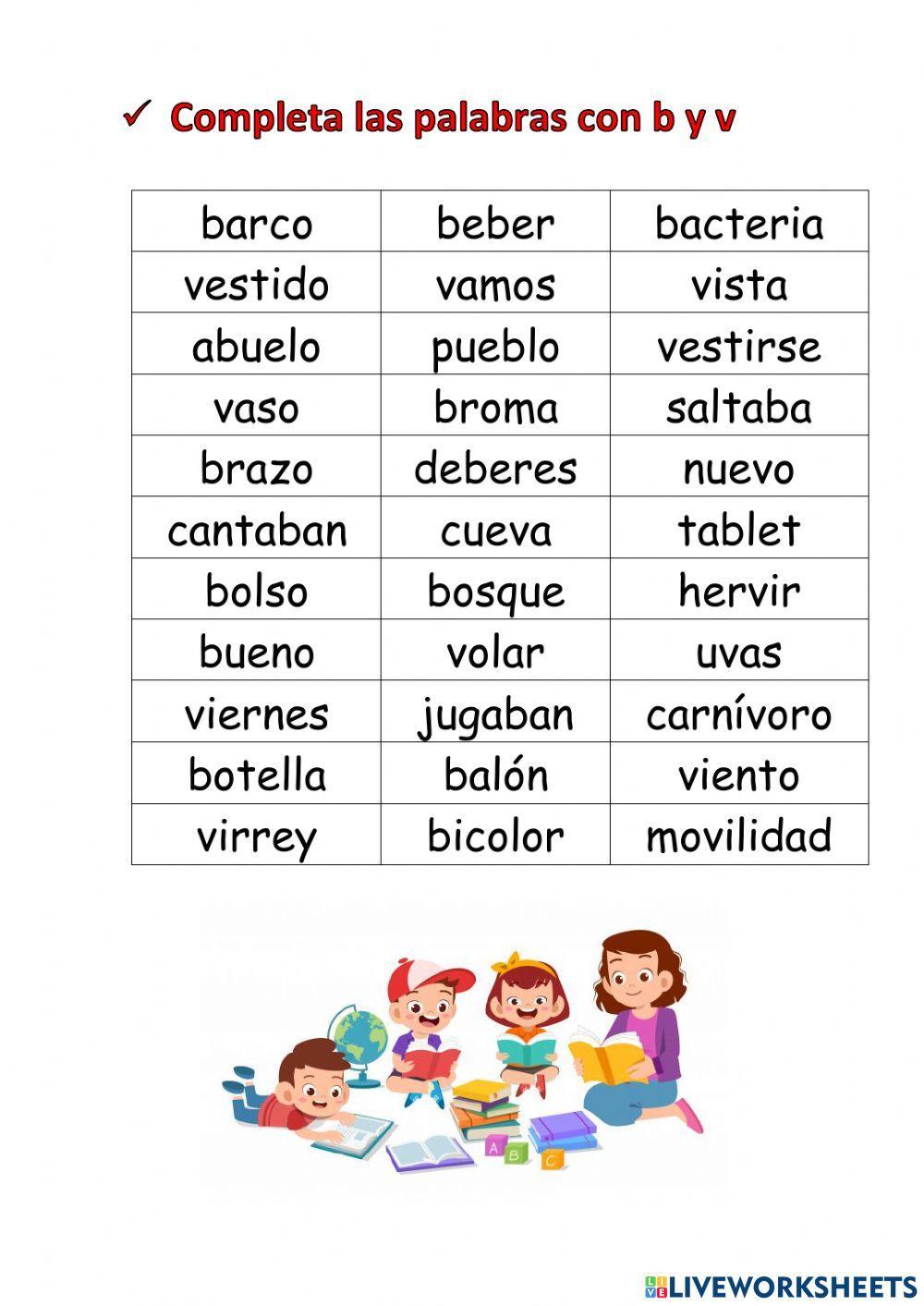 100 Ejemplos De Palabras Con B Y V Para Niños, 57% OFF