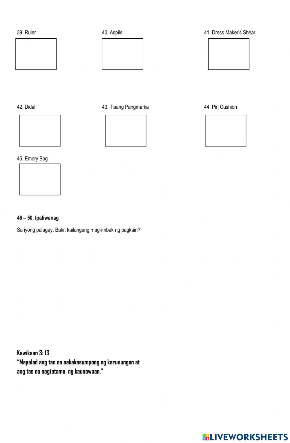 3RD PERIODICAL EXAMINATION IN EPP 6 online exercise for | Live Worksheets