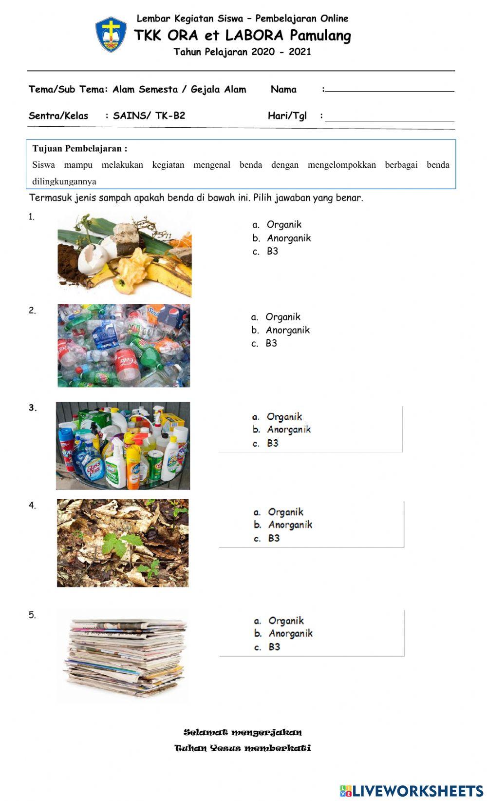 Sentra Sains TK-B interactive worksheet | Live Worksheets
