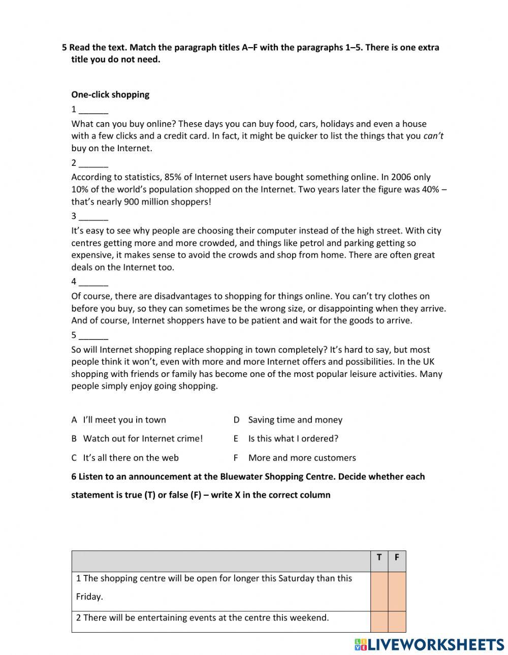 Skills test | Live Worksheets