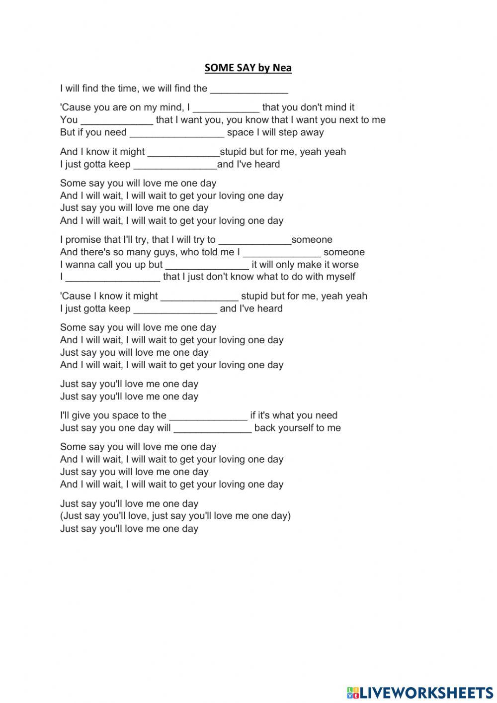 Some say (song) | Free Interactive Worksheets | 912437