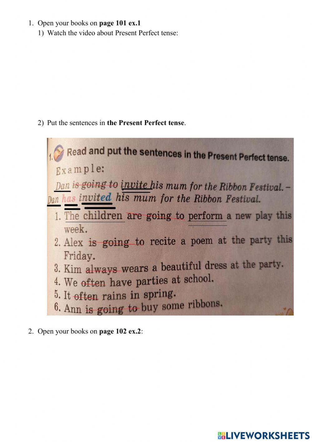 open present perfect tense