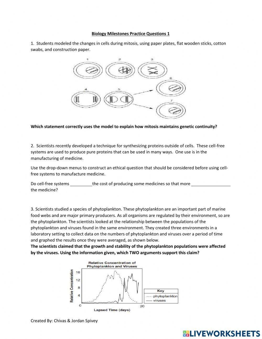 Biology Milesto… | Science Worksheets | 913057